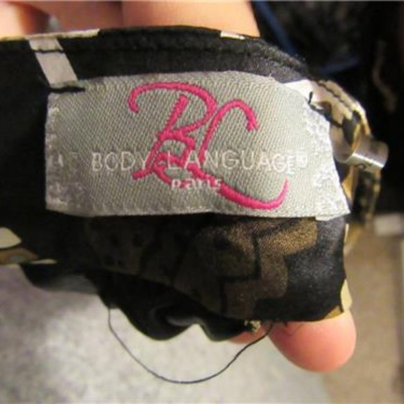 Body Language | Dresses | Body Language Silk Gold Black Ivory Dress L ...